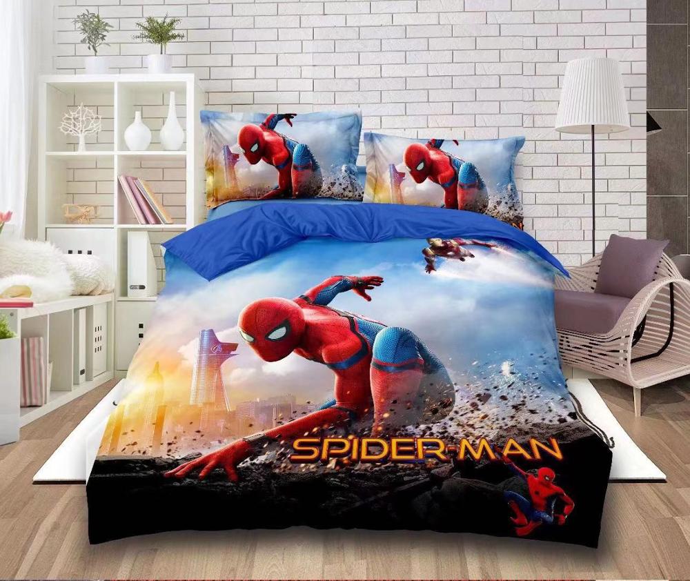 Parure de lit bleue Spiderman avec Ironman - Ma Parure