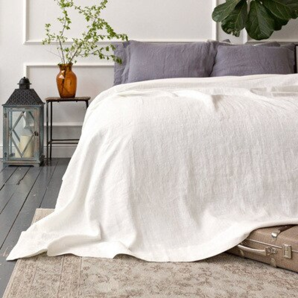 Ensemble de literie en lin blanc, drap plat et taies d'oreiller - Ma Parure